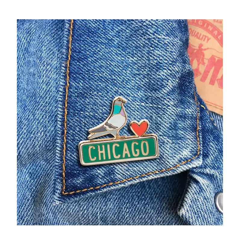 Chicago Pigeon Enamel Pin – CAC Design Store